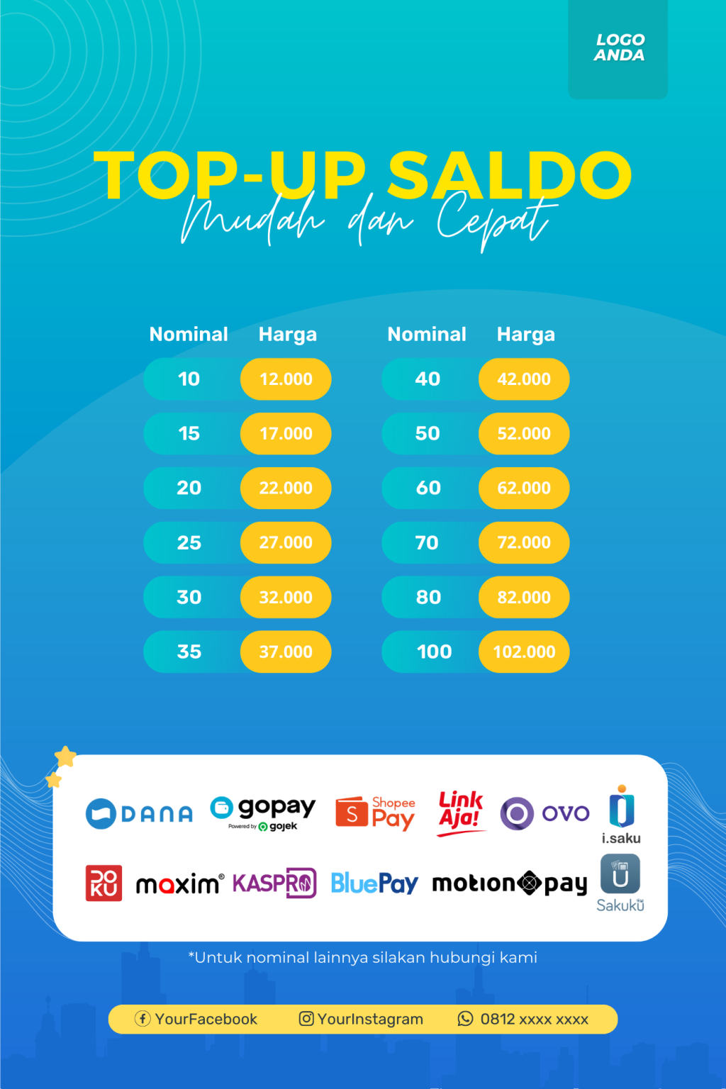 Template Poster TopUp E-Wallet - Support